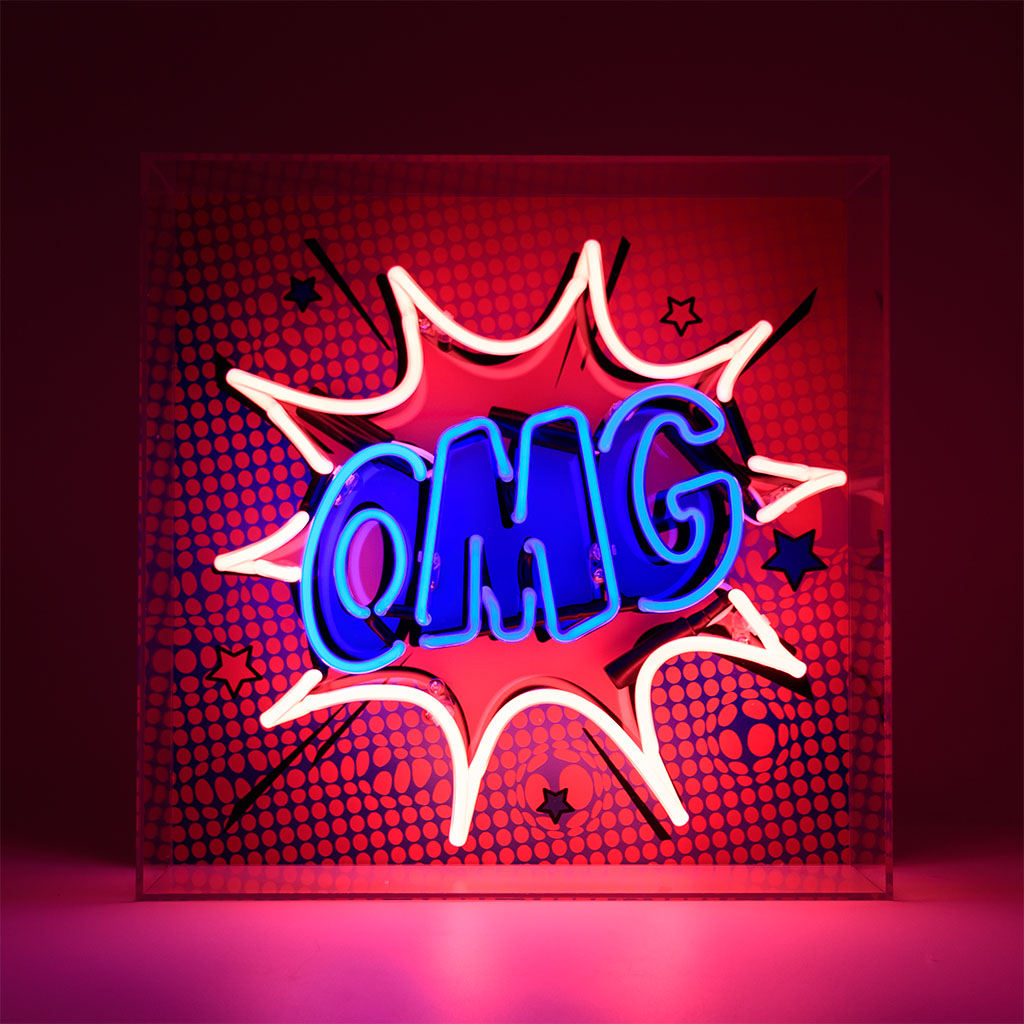 "Omg Pop" Glass Neon Box | Tom Neon