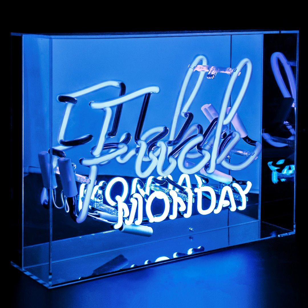 "Fuck Monday" Large Glas Neon Box | TOM NEON